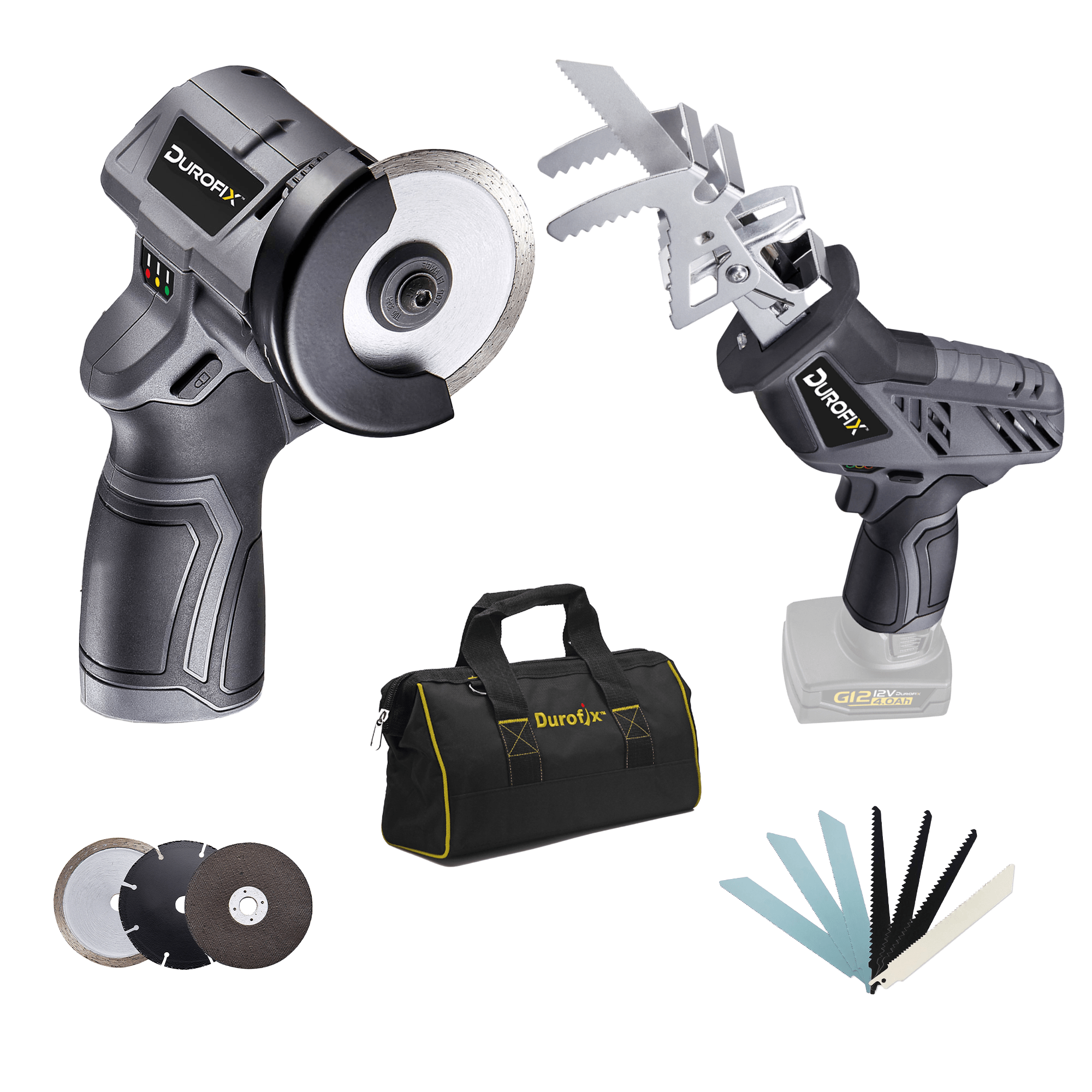 Durofix G12 12V Reciprocating Saw & 3" Cut Off Tool | Cordless Power T