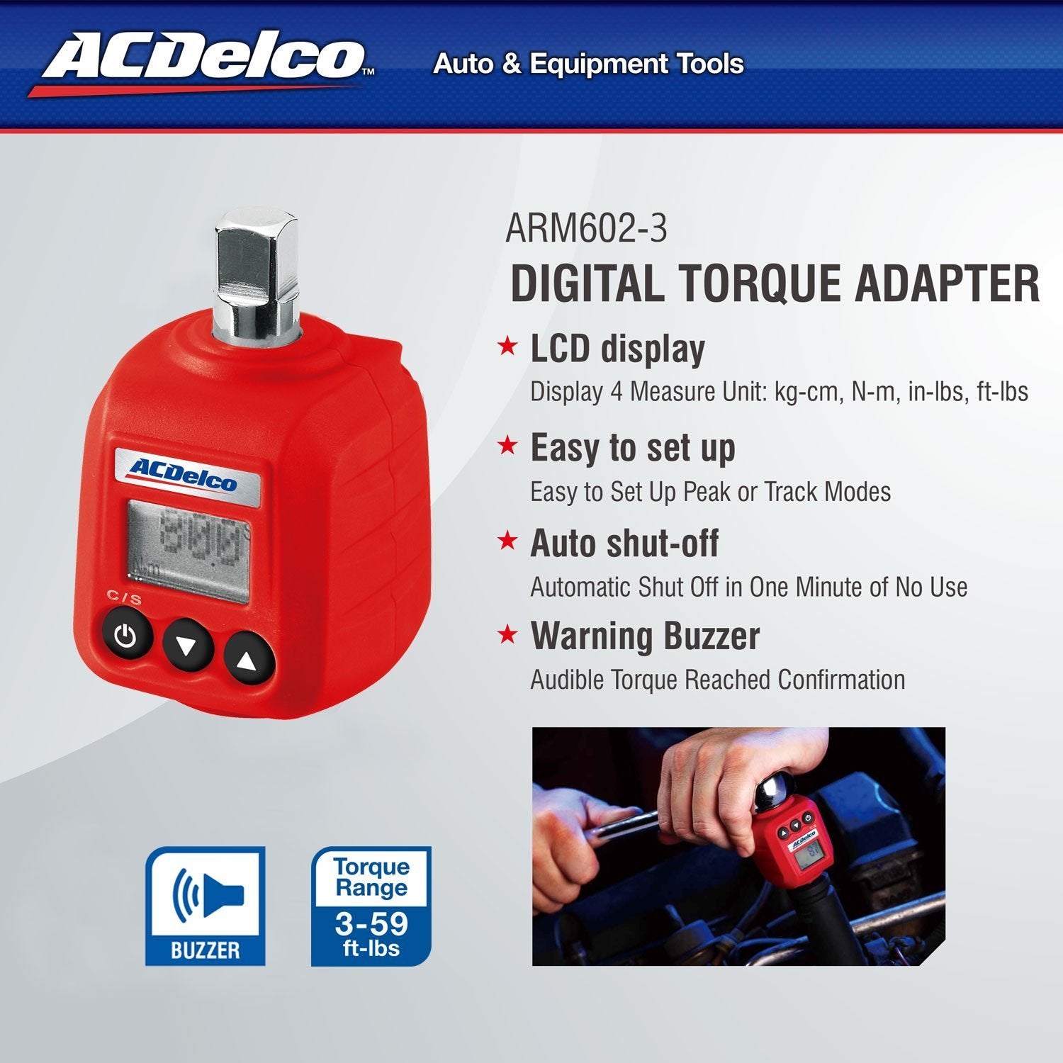 ACDelco 3/8" Digital Torque Adapter 5.9 - 59 ft-lbs ARM602-3